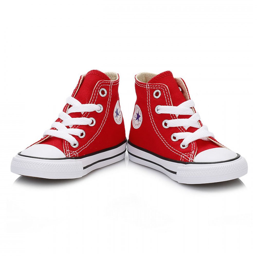 Converse Baby Chuck Taylor All Star Canvas High Top Sneaker, red, 3 M US Infant