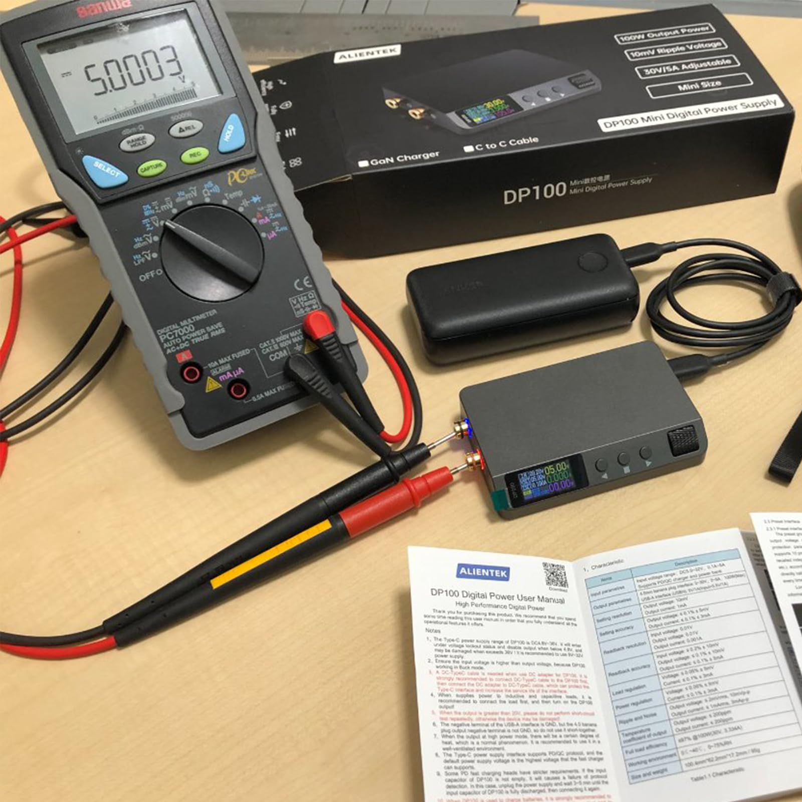 ALIENTEK DP100 DC Power Supply Variable, 30V 5A Bench Power Supply, Adjustable Regulated Digits Display Mini Portable lab Power Supply Voltage Regulator Switch 100W (DP100-1)
