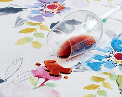 Benson Mills Spillproof Floral Spring/Summer Fabric Outdoor Tablecloth with Umbrella Hole, Zippered Table Cloth for Round Tables, Picnic/Patio (Harper, 70" Round with Umbrella Hole)