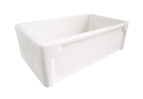 ALFI brand AB3018DECO White 30-Inch Single Bowl Thick Fireclay Farmhouse Kitchen Sink with Decorative Apron, White