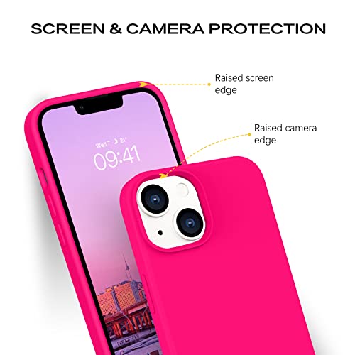 BENTOBEN Compatible with iPhone 14 Case, Soft Silicone Gel Rubber Bumper Microfiber Lining Hard Back Shockproof Protective Phone Cover for iPhone 14 6.1", Hot Pink