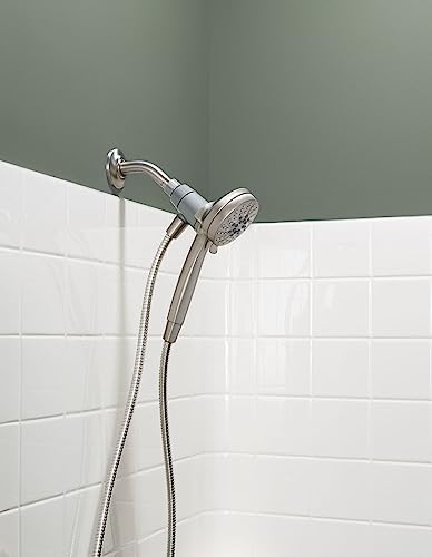 Moen Engage Magnetix Spot Resist Brushed Nickel 3.5-Inch Six-Function Eco-Performance Handheld Showerhead with Magnetic Docking System for Bathroom Shower, 26100SRN
