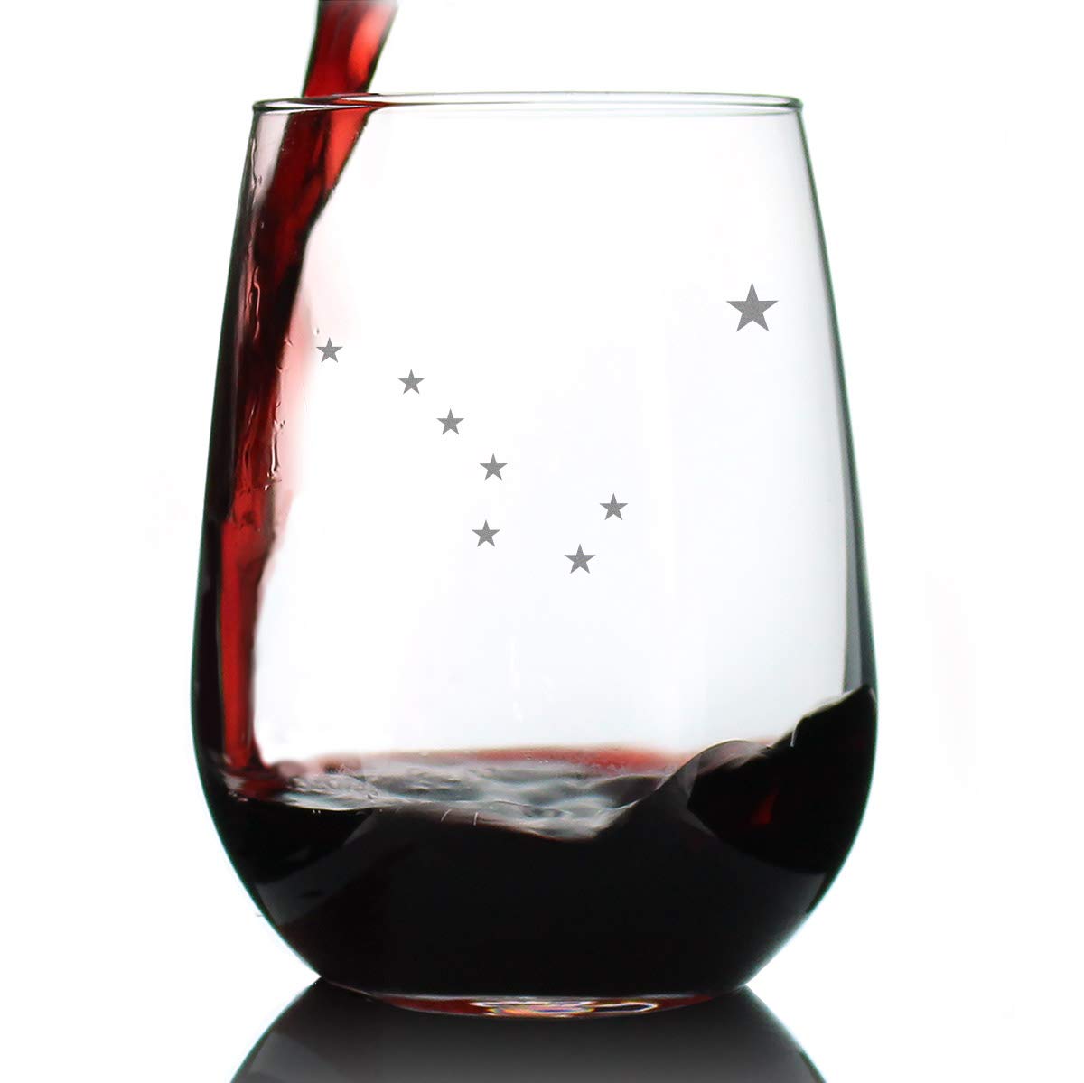 Alaska Flag Stemless Wine Glass - State Themed Drinking Decor and Gifts for Alaskan Women & Men - Large 17 Oz Glasses