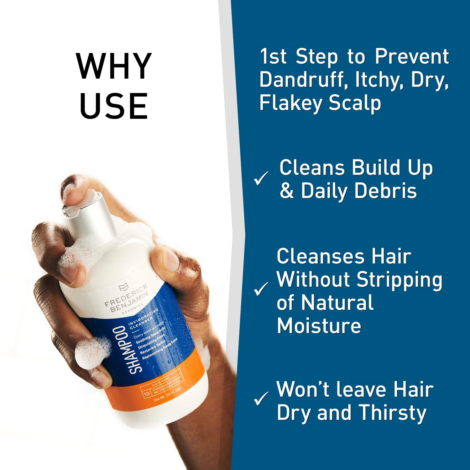 Frederick Benjamin Shampoo, with Natural Oils, Cleanses & Hydrates Dry Scalp & Hair, 12oz