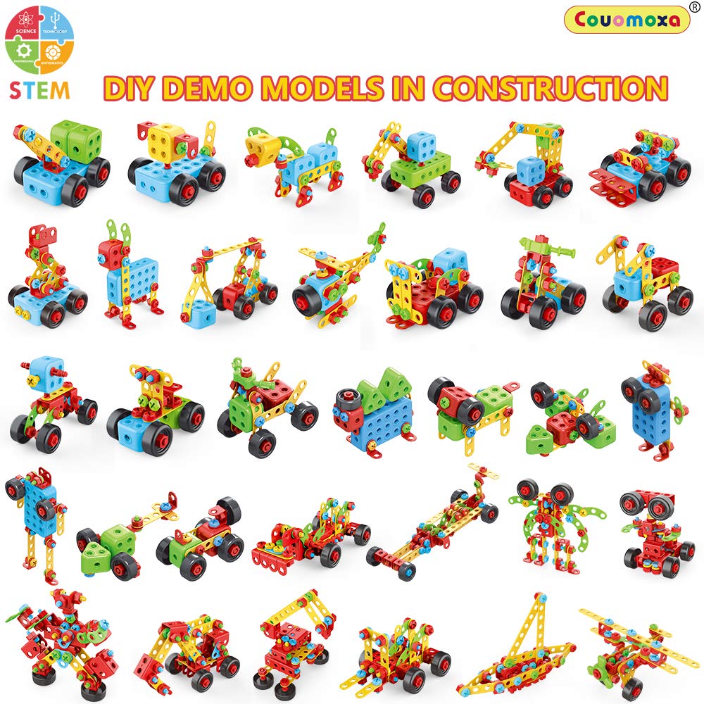 COUOMOXA Building Toys, 404 Pieces STEM Toys Kit Creative Construction Engineering Learning Set for 5, 6, 7, 8+ Year Old Boys&Girls Best Toy Gift for Kids |Take-A-Part Building Blocks