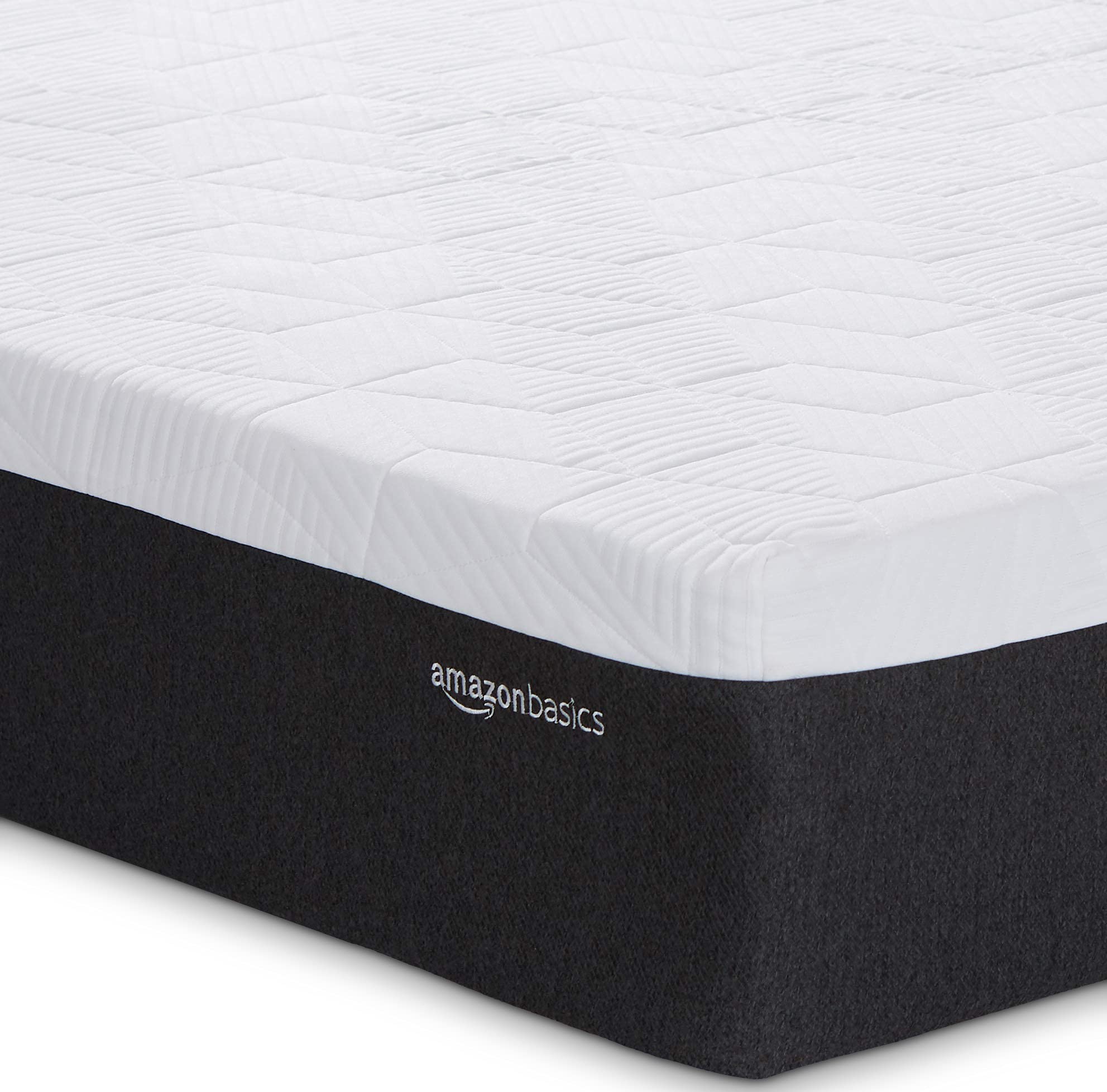 Amazon Basics Gel Memory Foam Mattress, Firm, Cooling, King Size Mattress, CertiPUR-US® Certified Foam, 80 x 76 x 12 inches, White/Dark Gray