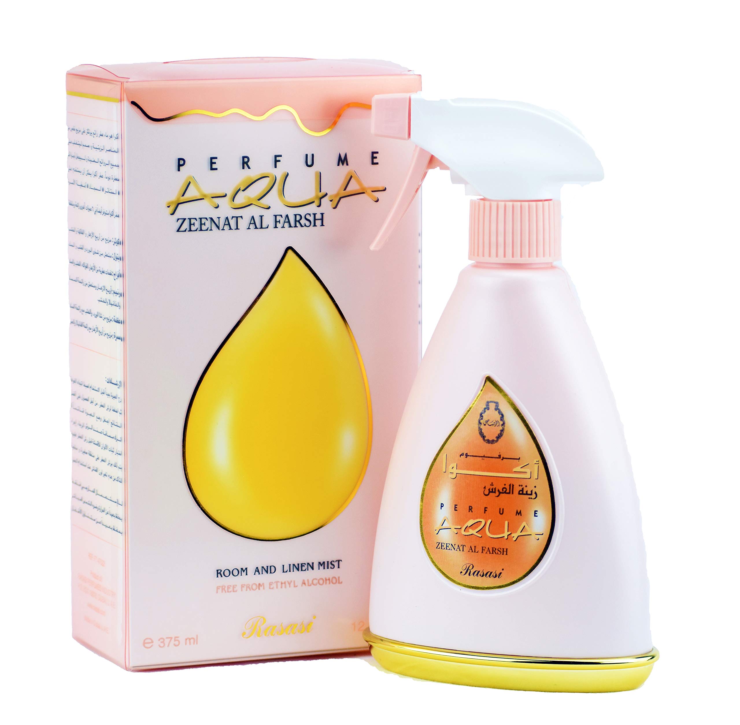 Rasasi Aqua Collection by Rasasi Air Fresheners - 375ML (12.07 oz) Auqa Afrah, Auqa Azamah, Auqa Batool, Auqa Bushra,Auqa Kausar,Auqa Masarrah,Auqa Raneem & Auqa Zeenath. (Zeenath)