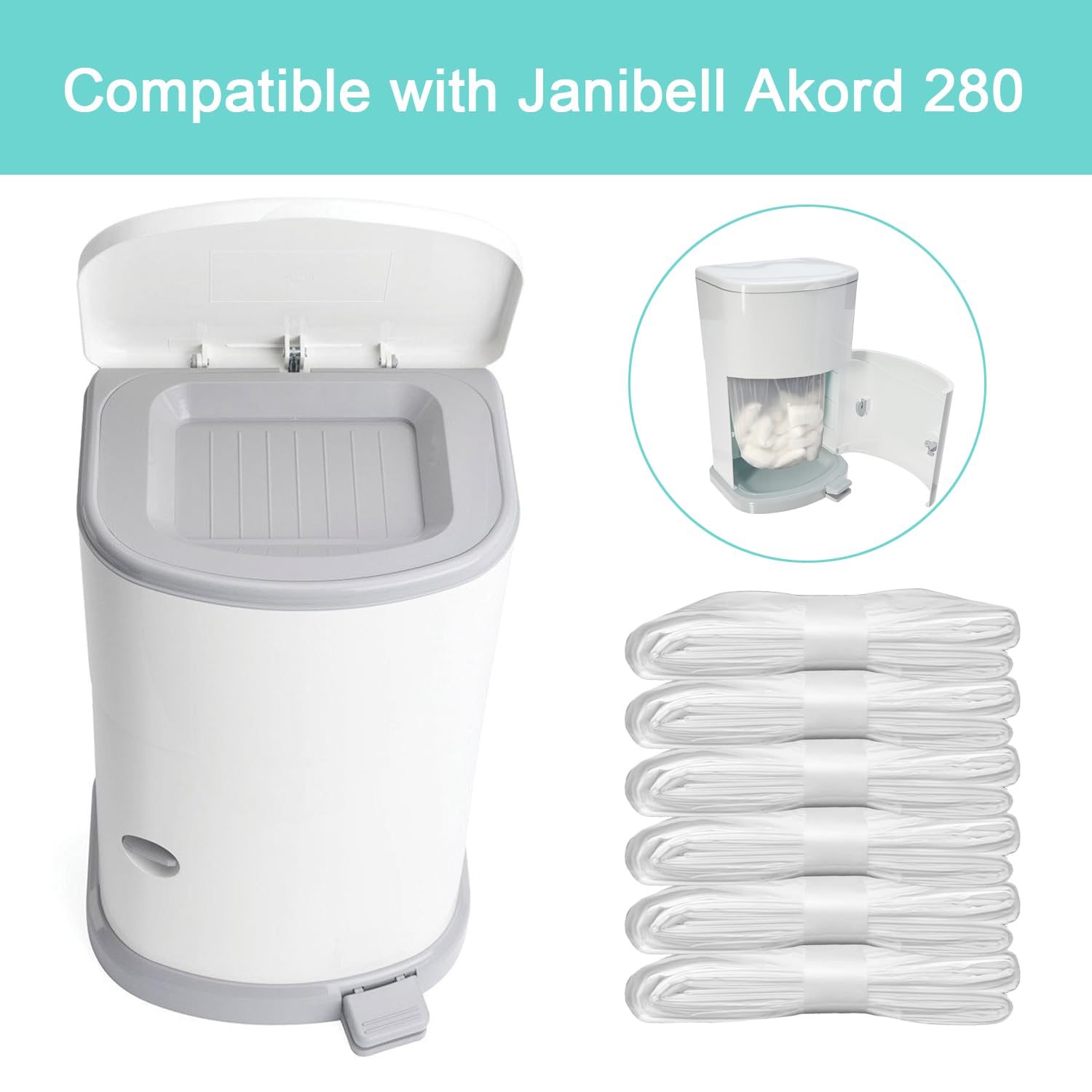 6 Pack Adult Diaper Liner Refills Compatible with Janibell Akord 280 Slim Model Adult Diaper System
