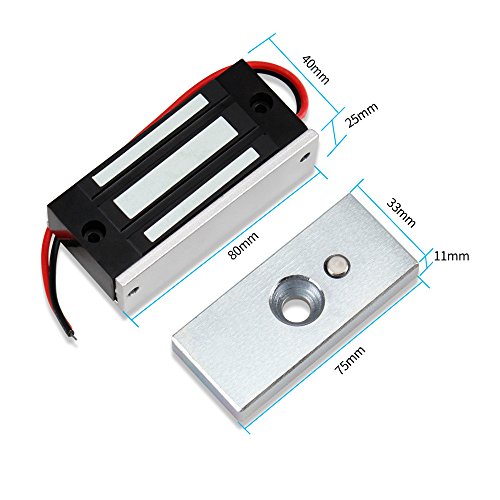 HFeng Electromagnetic Lock Access Control 60KG/132lbs Electronic Magnetic Lock DC12V Fail Safe NC Mini Small Door Lock for Electric Security System