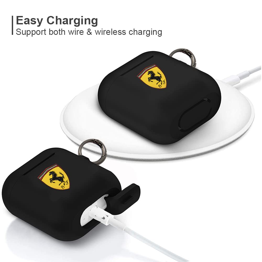 AIRPODS 1/2 - SILICONE BLACK RING for GEN 1/2 - FERRARI