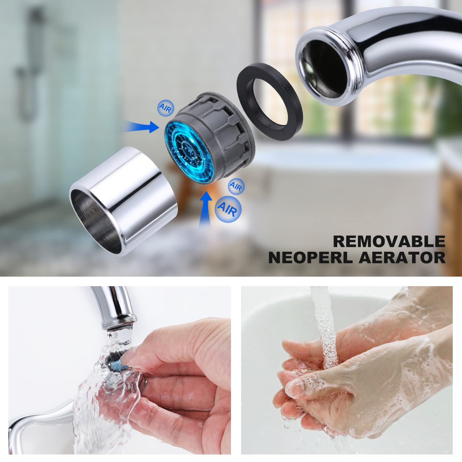 ARCORA 2 Handle Bathroom Faucet Chrome, 4 Inch Centerset Bathroom Sink Faucet with Drain Assembly and Supply Hoses, Bathroom Faucet 3 Holes