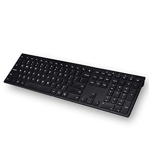 Rechargeable Wireless Keyboard, cimetech Compact Full Size Wireless Keyboard (Black)