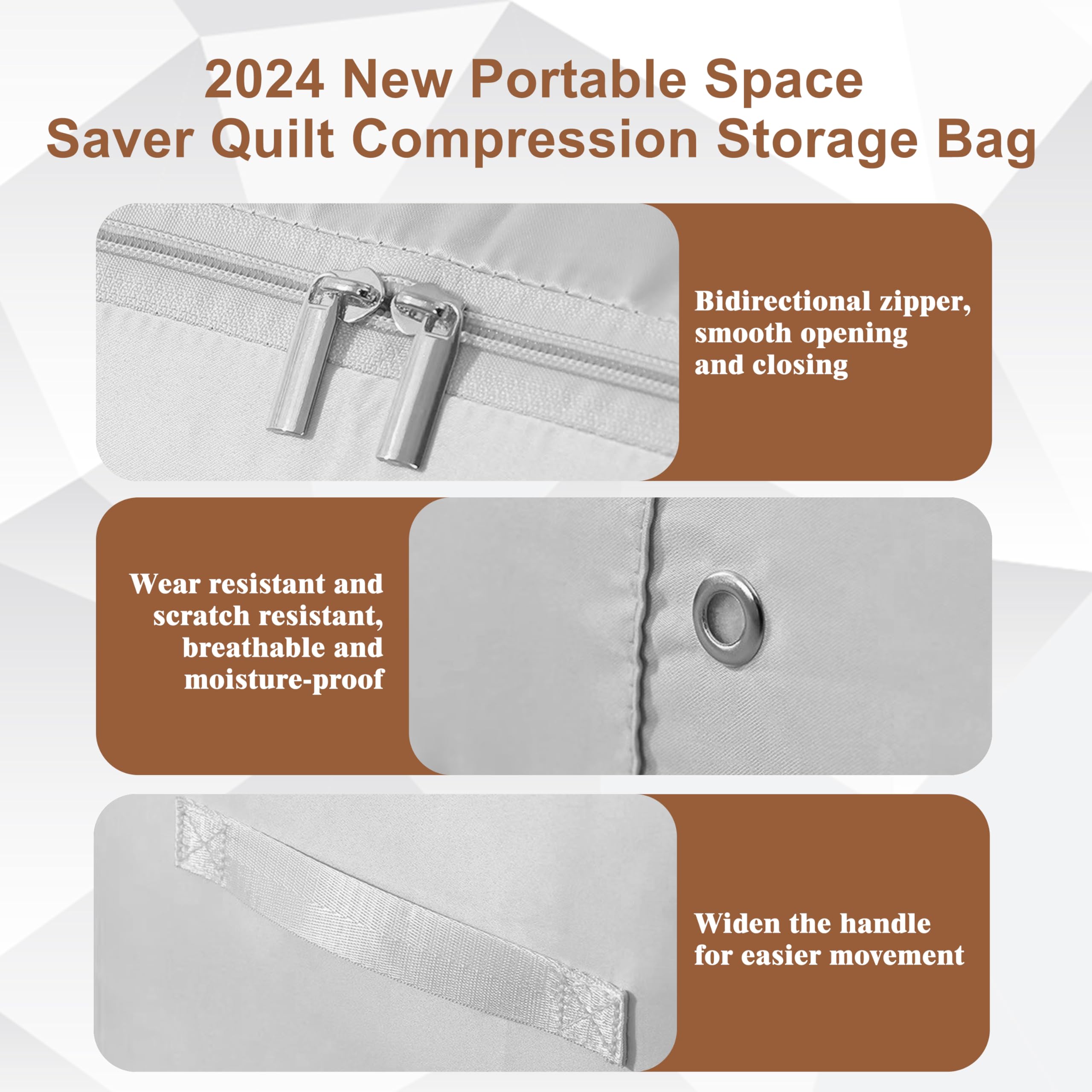 AGSIXZLAN Ultra Space Saving Self Compression Organizer,2024 New Portable Heavy Duty Moving Bags, Storage Tote For Space Saving,For Comforters,Clothes And Blankets,Bedding (Gray,Xl-54 * 42 * 60 Cm)