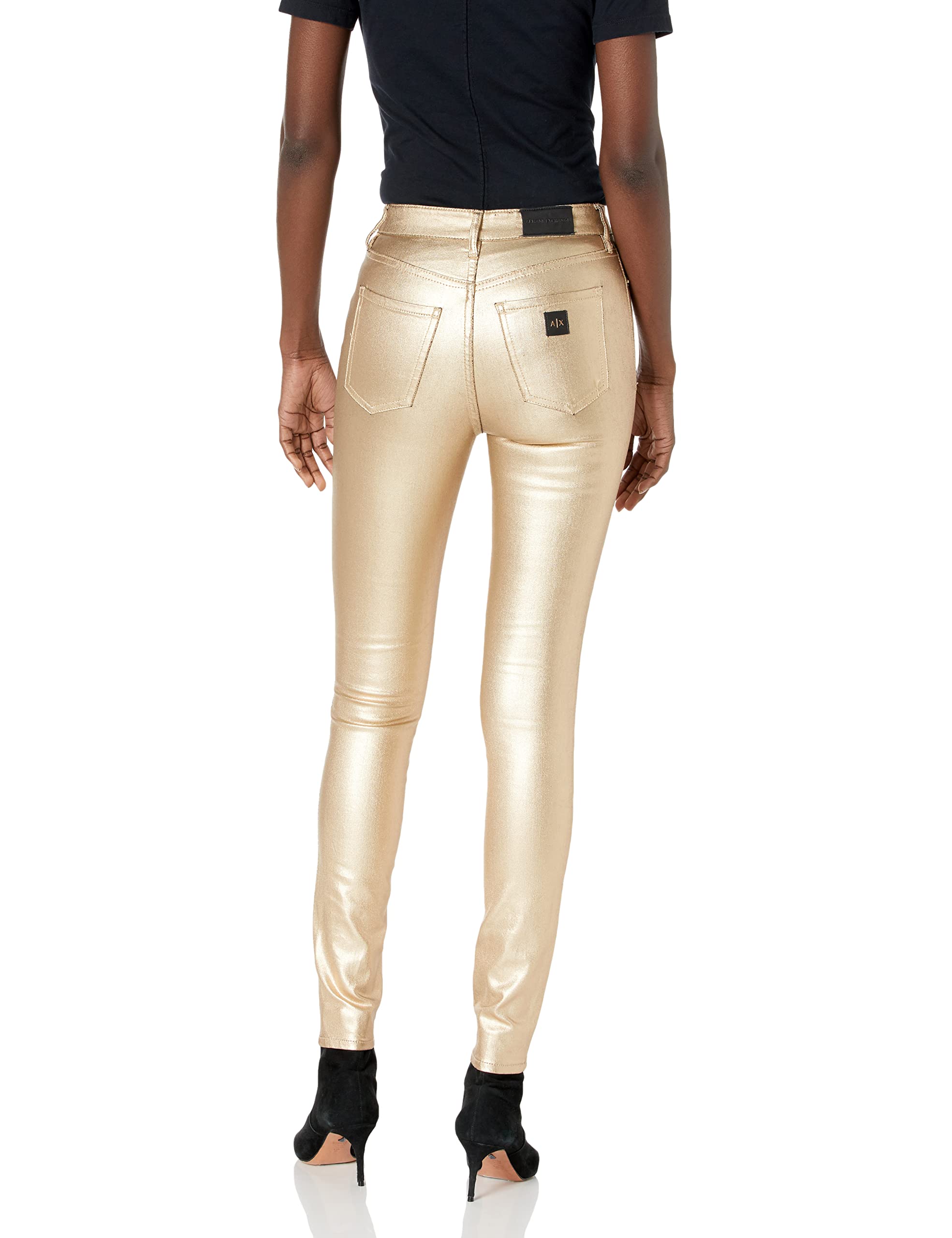 A | X ARMANI EXCHANGE Women's 5 Pocket Super Skinny Gold Denim Jeans, 25