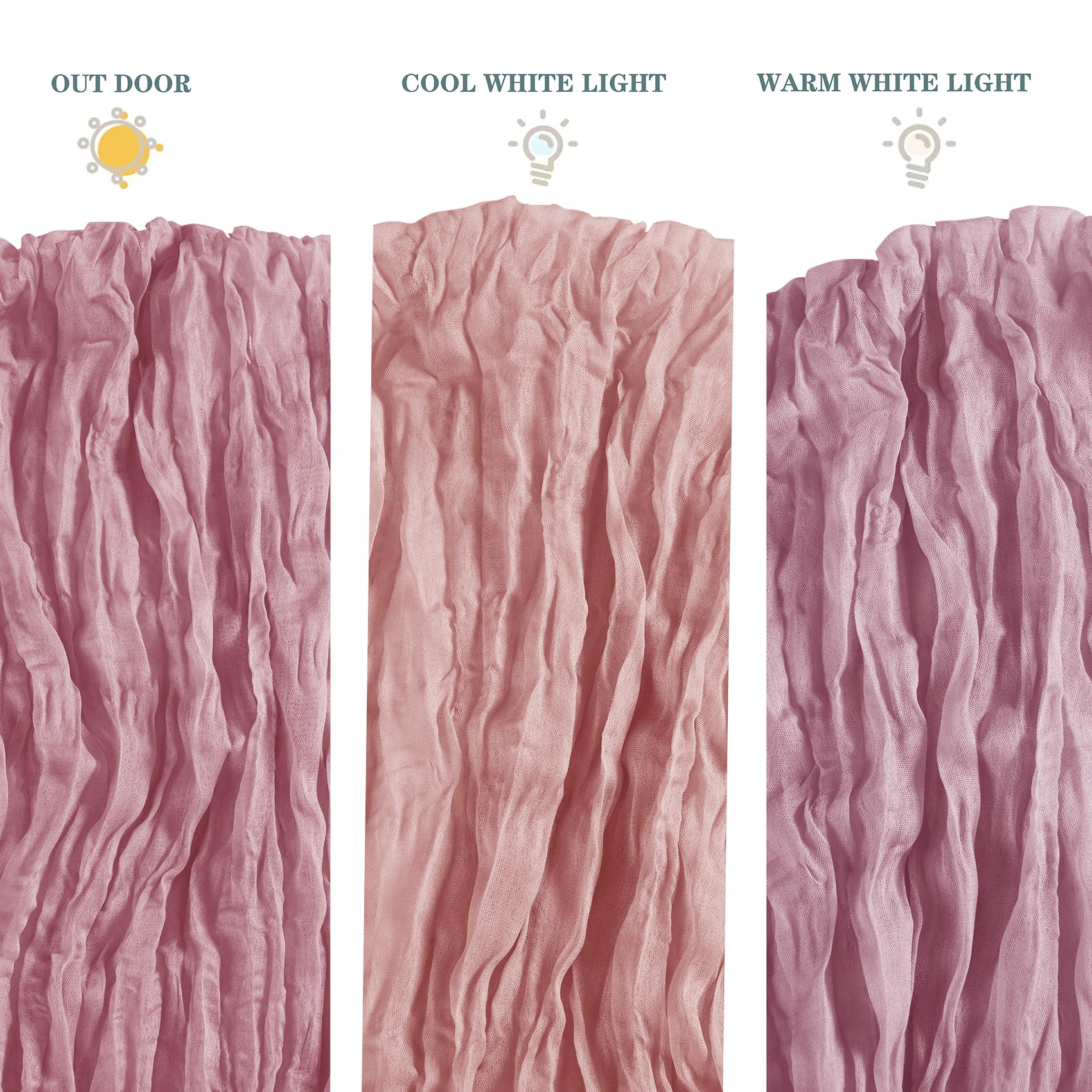flohar 6 Pack Pink Cheesecloth Table Runner 9ft,17 x 108 inch Gauze Table Runners Rustic Romantic Wedding Runner for Wedding Bridal Shower Fall Decoration