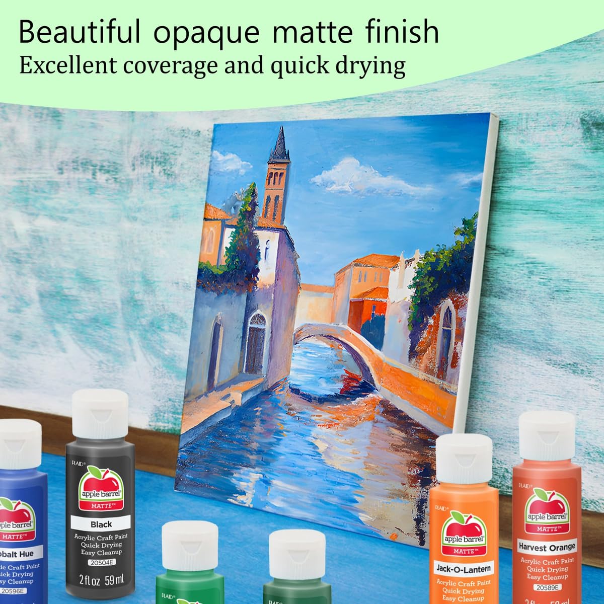 Acrylic Paint Set 24 Colors With 2 Canvases - Acrylic Paint Kit 2fl oz Bottles, Rich Pigmented, Matte Finish and Smooth Application Professional Acrylic Paint Sets for Adults and Kids Canvas Crafts
