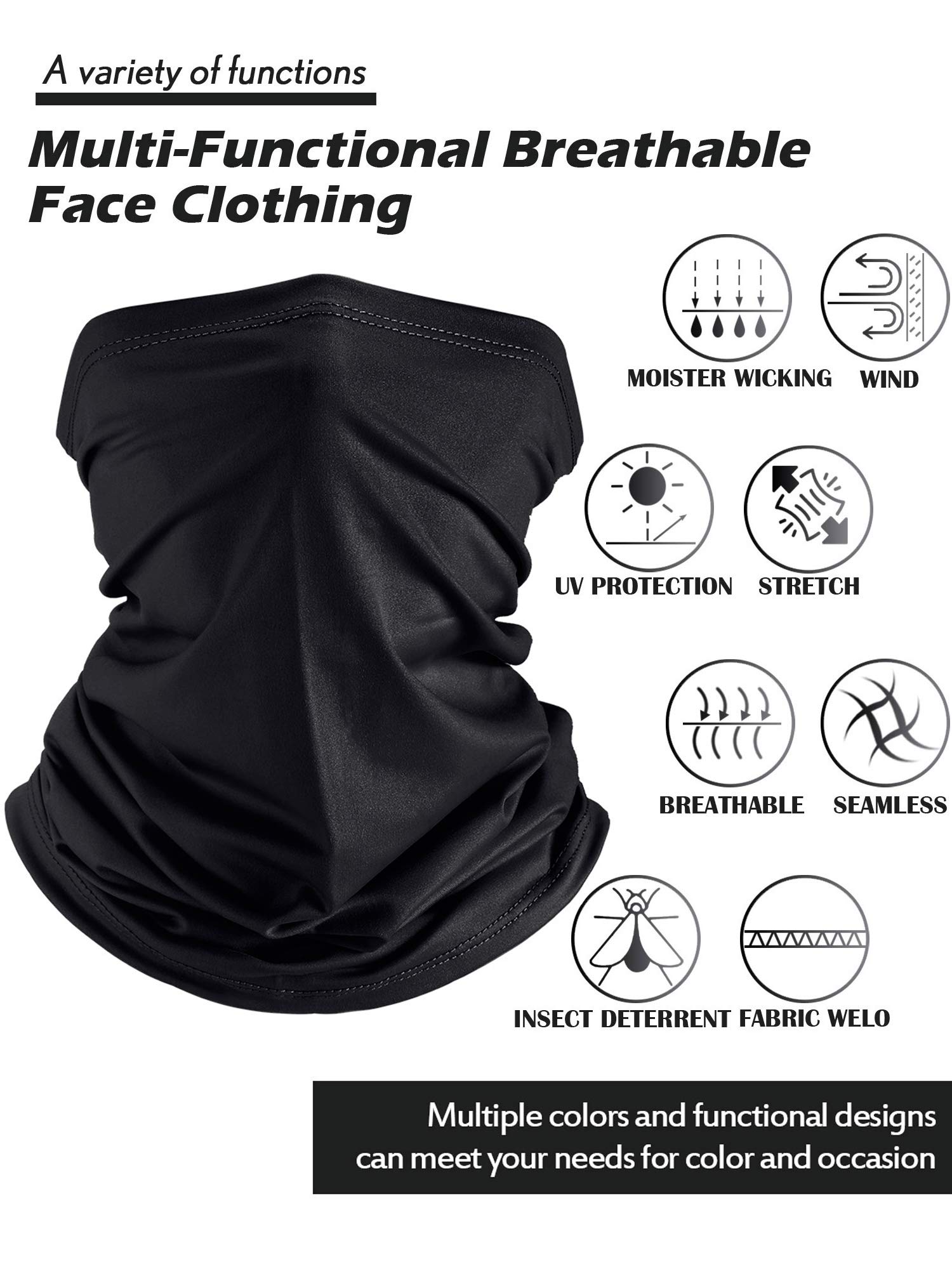 8 Pieces Neck Gaiter Mask Windproof Scarf UV Protection Balaclava Bandanas Breathable Outdoor for Men Women