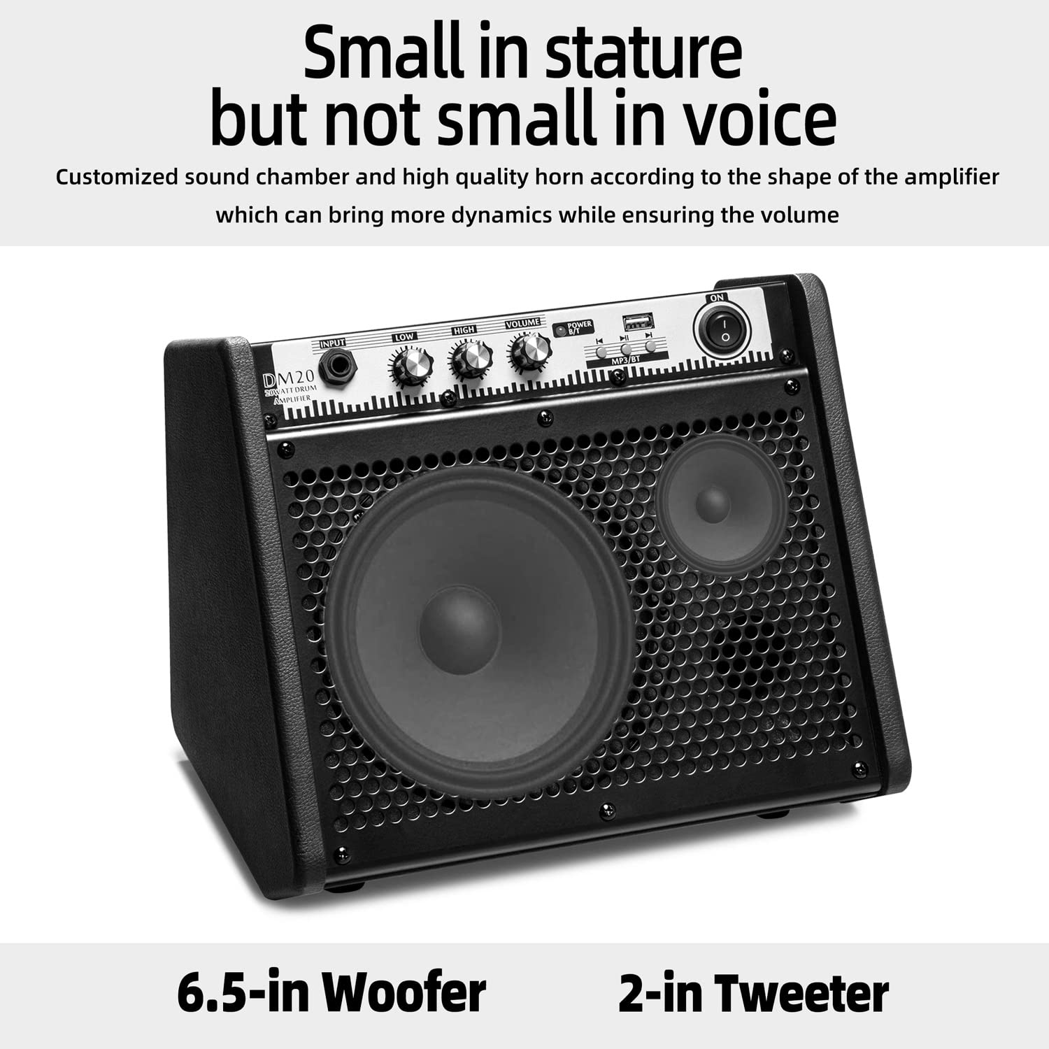 Coolmusic DM20 20W Bluetooth Personal Monitor Amplifier Electric Drum Amplifier Speaker,Keyboard Speaker with USB Interface(Including E-Drum Noise-Reduction Cable)