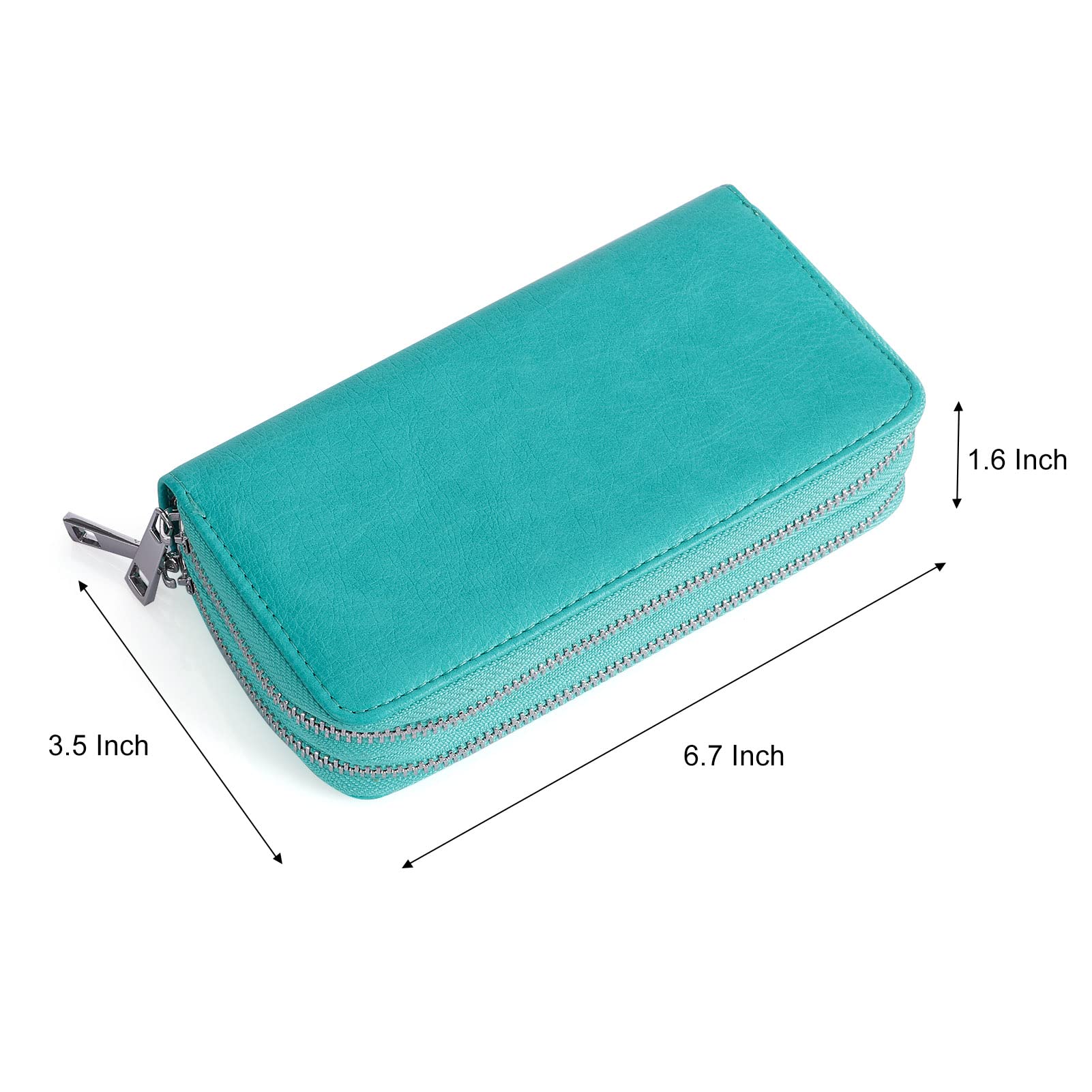 Abberry Double Zipper Wristlet Wallet Long Clutch Purse Cellphone Wallet for Women (Green)