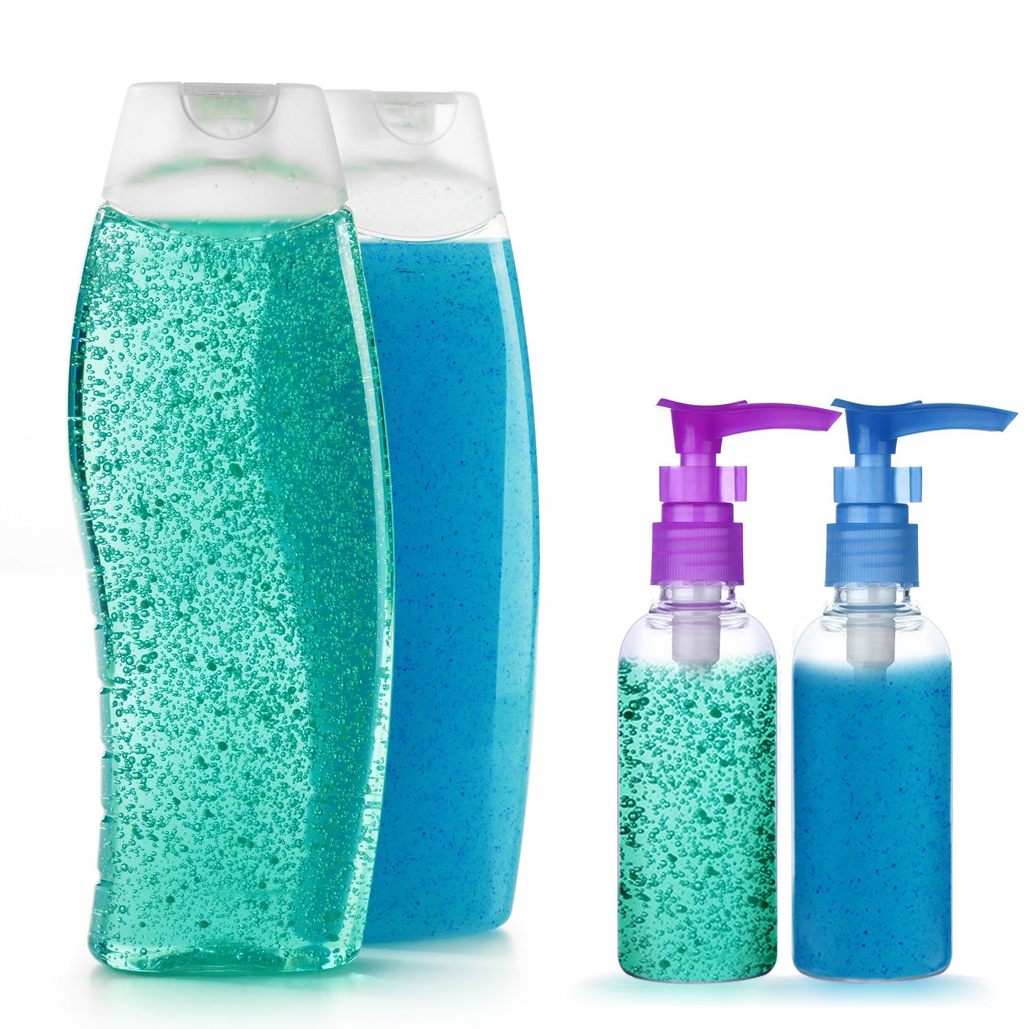 Transparent Travel Bottles Pump Bottle Lotion Dispenser Bottle, 4 Pieces (100 ml)