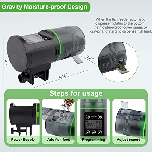 Automatic Fish Feeder for Aquarium,Vacation Auto Fish Food Dispenser - Moisture-Proof Programmable Weekend Holiday Electric Timer Fish Feeder for Turtle Tank | Betta Tank