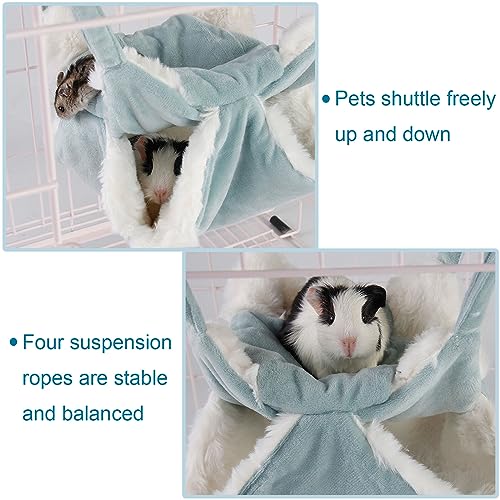 ABLAZEZAI Small Animals Hanging Hammock for Hamster, Sugar Glider Warm Bed House, Double Bunkbed Cage for Guinea Pig, Small Pet Cage for ChinchillaSquirrel Ferret Hedgehog