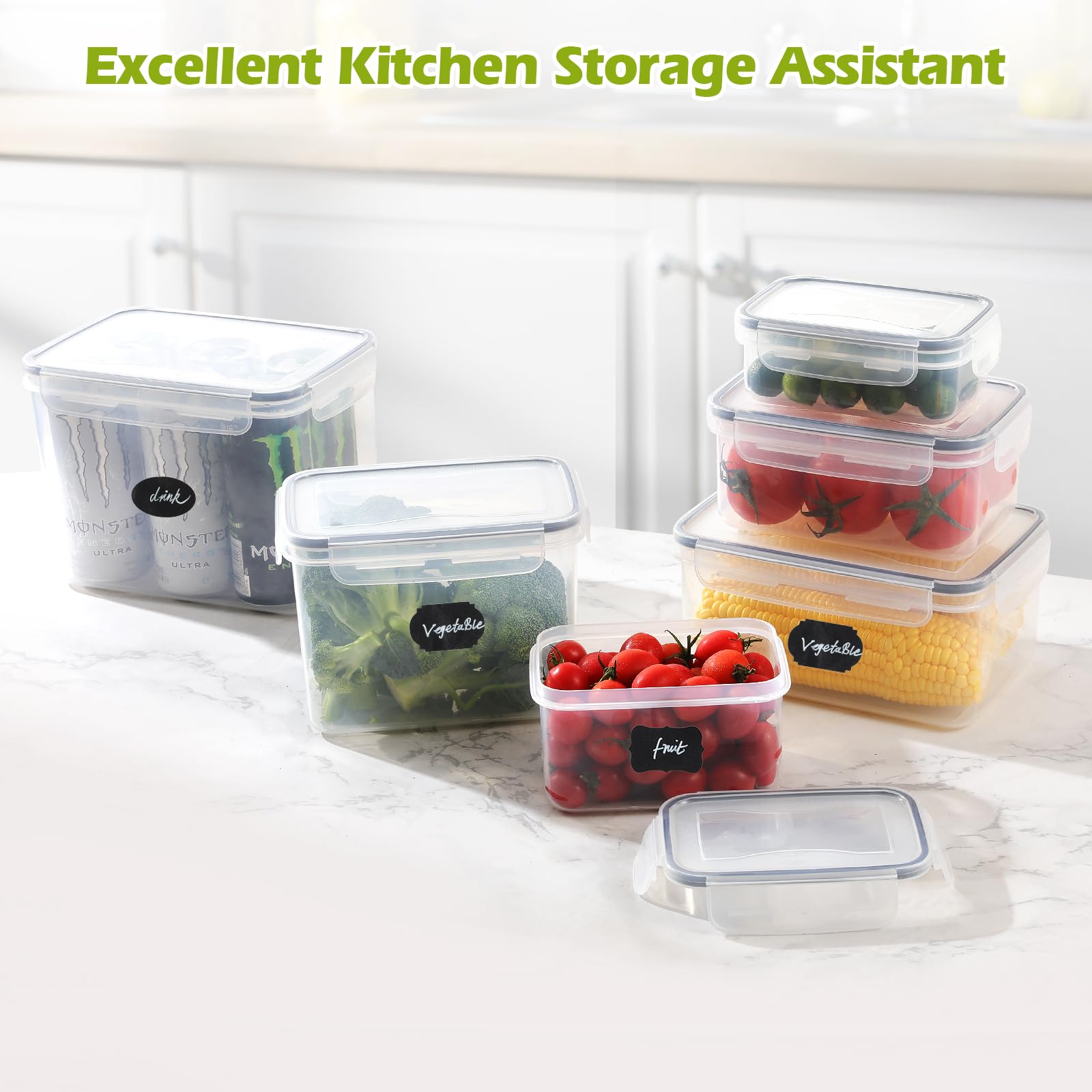 Airtight Food Storage Containers-Leakproof Plastic Meal-Prep Lunch Containers Reusable,Microwave, Oven, Freezer and Dishwasher safe Crisper, 12PCS - (6 lids & 6 Containers,Includes Labels & Pen)