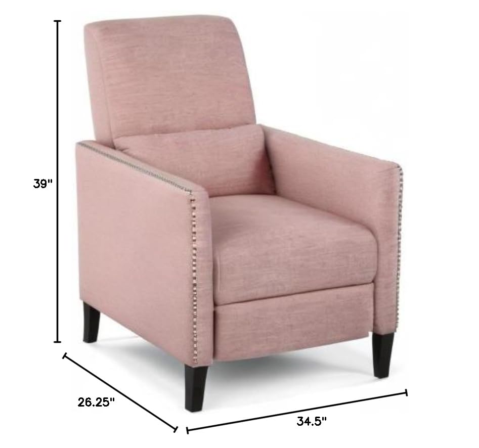 61.75" Pink and Brown Contemporary Push Back Recliner