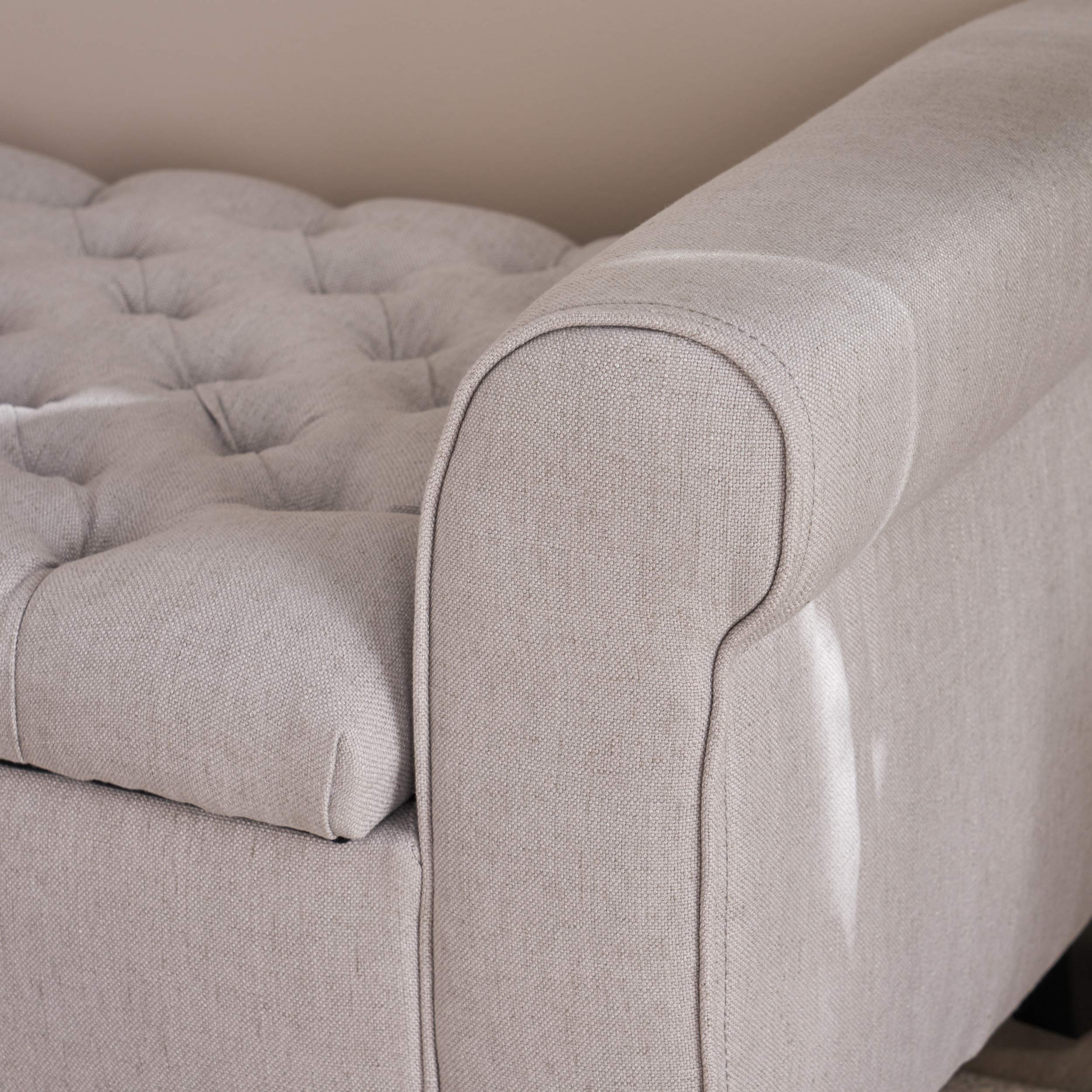Christopher Knight Home Keiko Fabric Armed Storage Bench, Light Grey