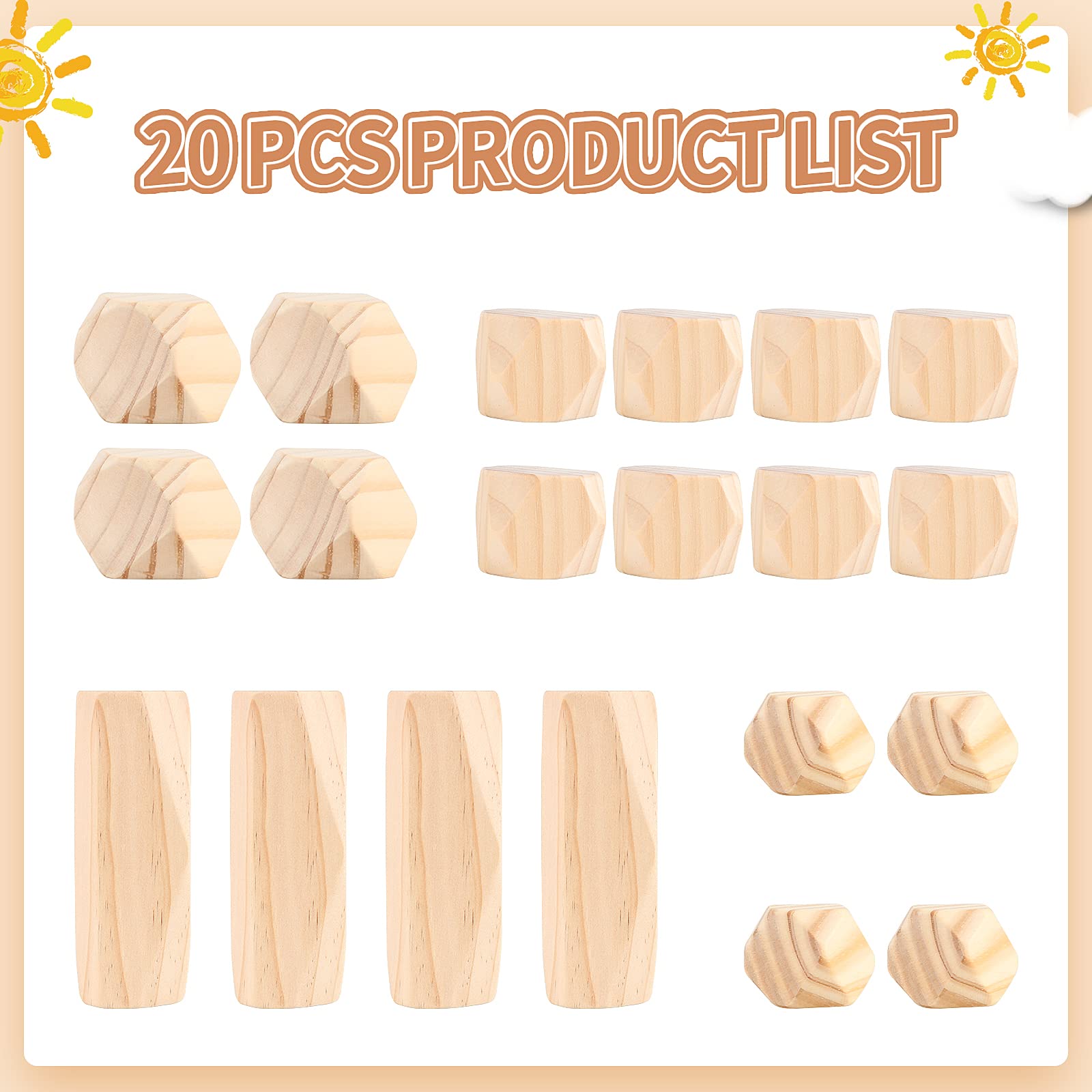 FOPNETS Wooden Sorting Stacking Balancing Stones 20 PCS Natural Wood Rock Set Educational Preschool Learning Toys Large Small Building Blocks Game Stones Lightweight Set for Kids 3 Years Old