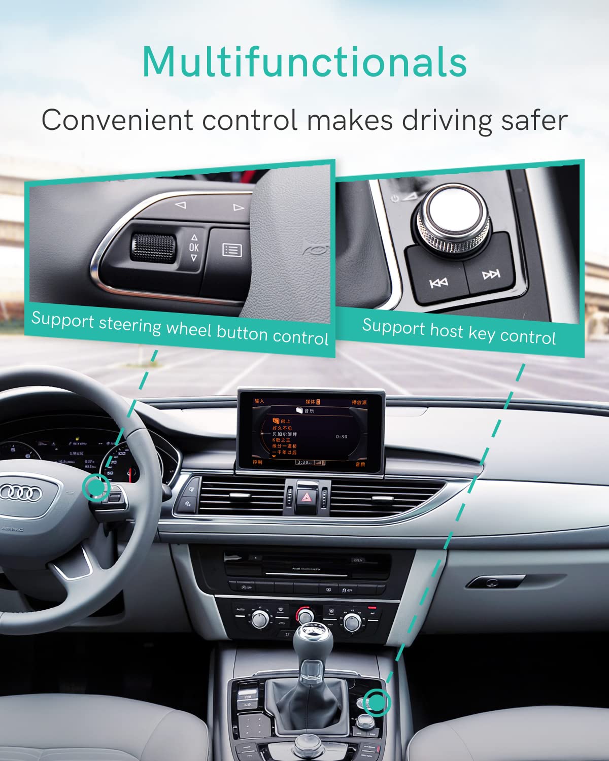 CHOOCL Bluetooth 5.0 aptX-HD Car Adapter Compatible for Audi AMI MMI, Mercedes Media Interface and Volkswagen MDI Connector (A2-Audi2G)