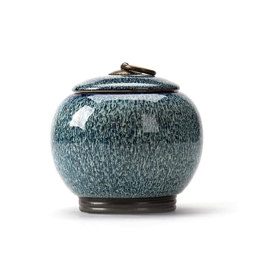 Airtight Lid Tea Canister for Loose Tea Spice Coffee Bean Tea Caddy Storage Ceramic Porcelain Jar for Tea Coffee Herb Spices Sugar and More (Blue)