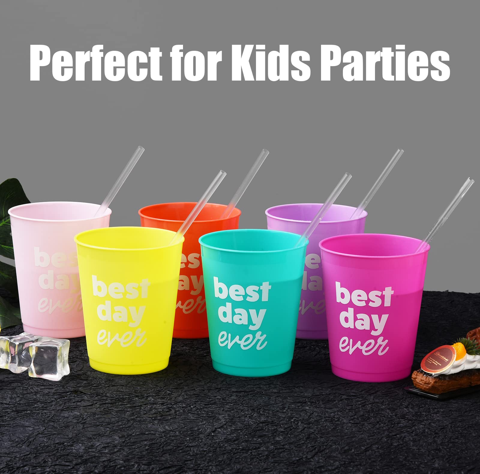ALINK 500-Pack Clear Plastic Drinking Straws, Individually Wrapped Plastic Disposable Straight Party Straws - 7.75" x 0.23"