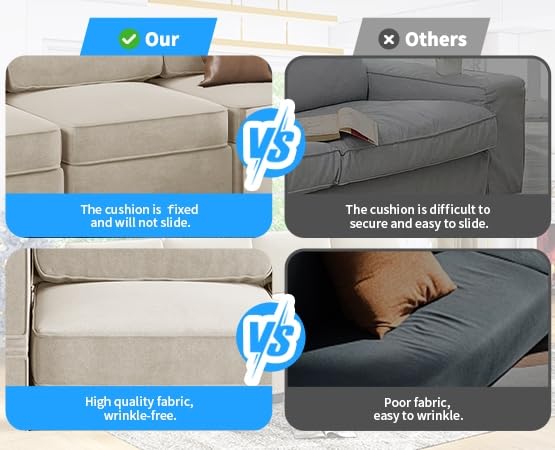 PUREMIND Modular Sectional Sofa with Reversible Storage Ottoman, Convertible U Shaped Couch with Adjustable Armrest & Backrest, Velvet Dark Grey 6 Seater L Shaped Sofa Sleeper for Living Room