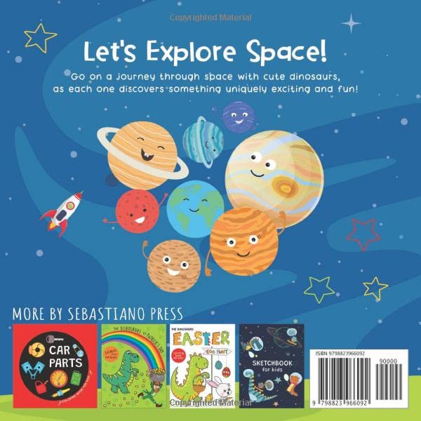 ABC Dinosaurs in Space Science Book for Kids: Educational Picture Book about Outer Space for Toddlers and Preschool Children Ages 3-5
