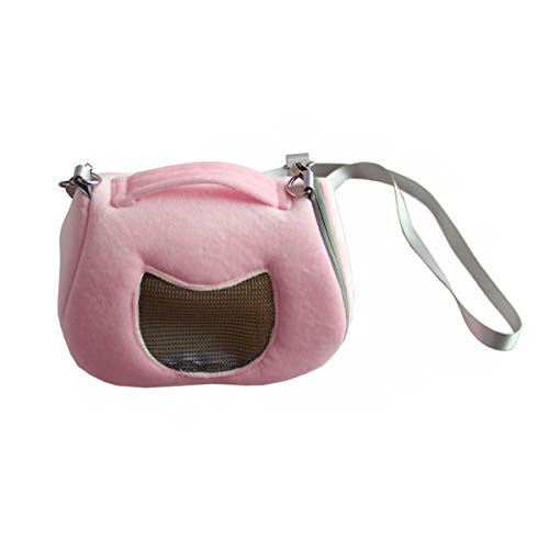 Wontee Hamster Carrier Bag Portable Outdoor Travel Handbag with Adjustable Single Shoulder Strap for Hamster Small Pets (Pink)