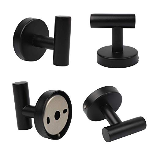 Wall Towel Hooks Bathroom Hook Matte Black Robe Coat Hooks SUS 304 Stainless Steel Heavy Duty Door Hanger Clothes Cabinet Closet Sponges Hook for Bathroom Bedroom Kitchen Hotel Pool 3 Packs