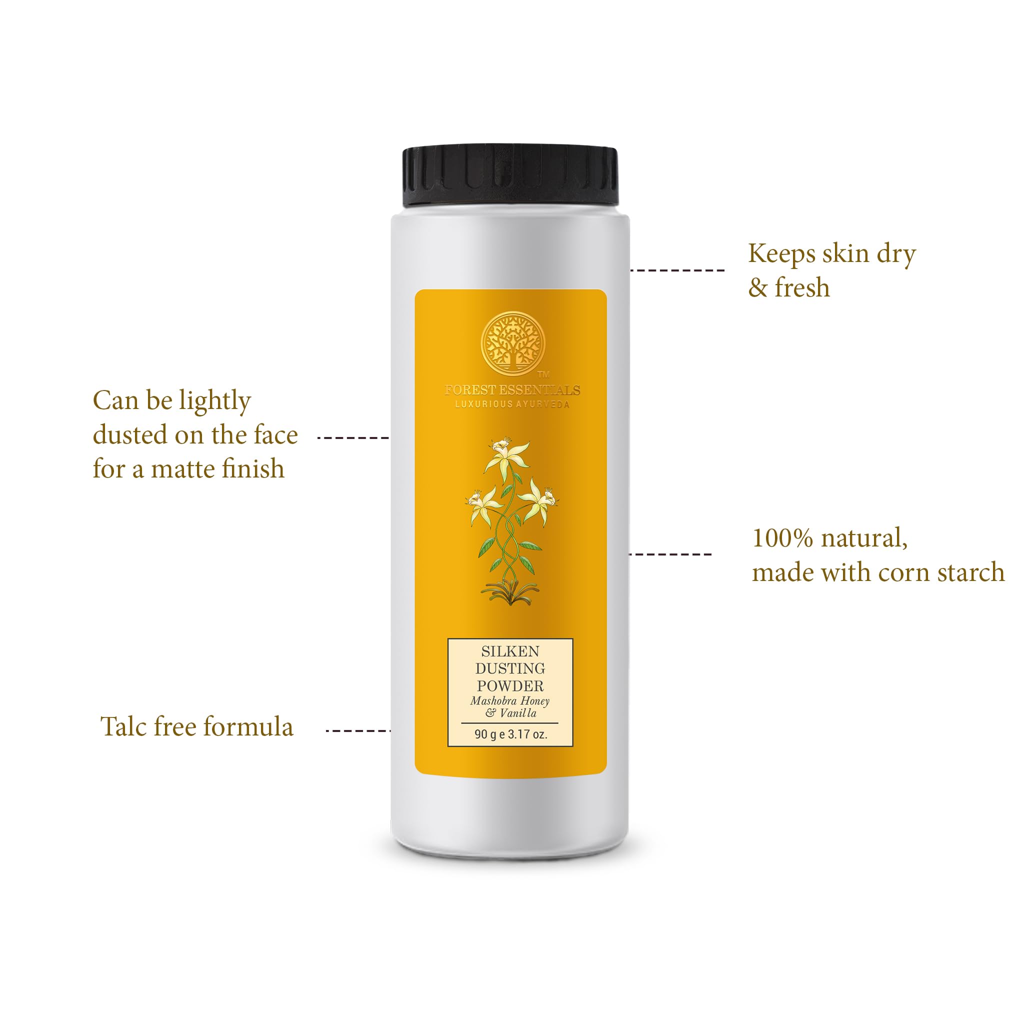 Forest Essentials Silken Dusting Powder, Mashobra Honey and Vanilla, 100g