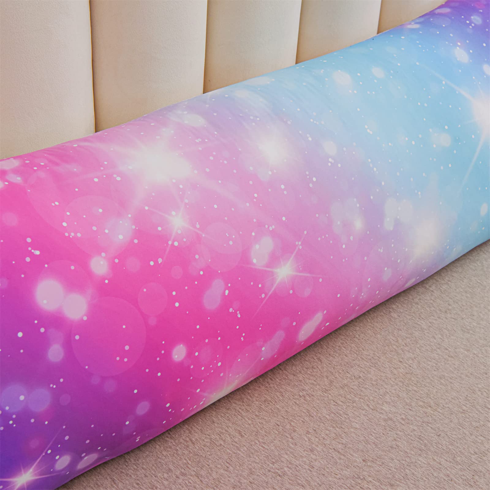 A Nice Night Gradient Glitter,Rainbow Galaxy Body Pillow Cover Pillowcase with Envelope Closure for Kids Adults,BluePurple