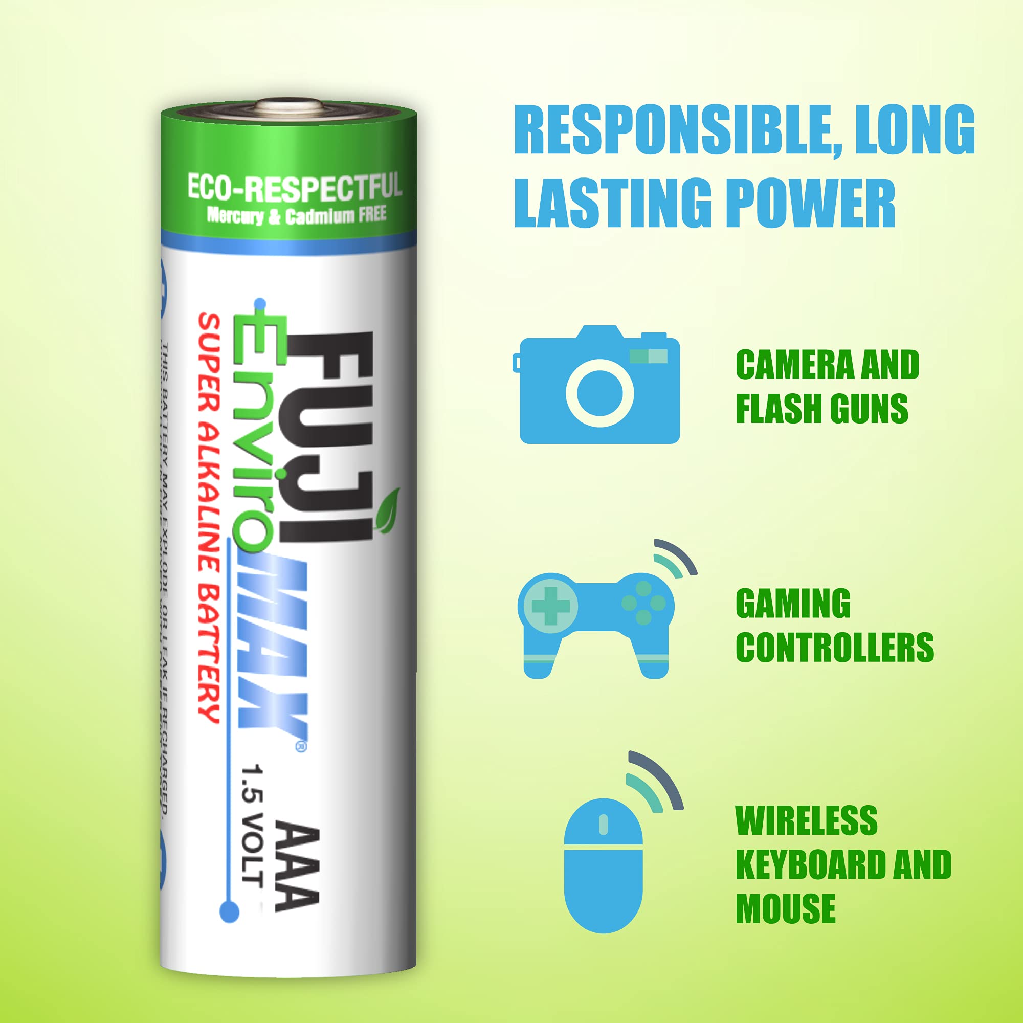 Fuji Enviromax 4400BP4 EnviroMax AAA Super Alkaline Batteries (4 Pack), White, 4 CT