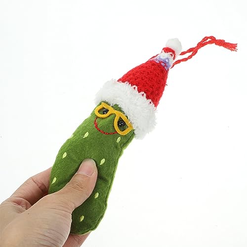 ABOOFAN Felt Banana Ornament Cartoon Fruit Hanging Decoration Creative Decorative Food Pendant Decorative Stuffed Animal Doll with Knit Santa Hat Charm for Car Xmas Tree C