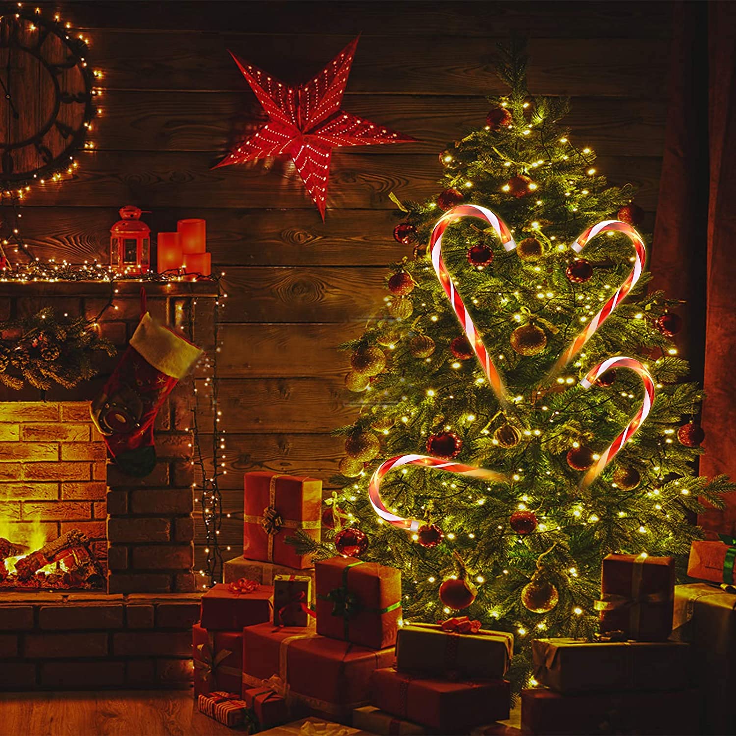 Christmas Candy Cane Lights,20 Inch Candy Cane Outdoor Christmas Decorations Outdoor Pathway Waterproof Led Light for Walkway, Yard, Home, Holiday Party Decoration (16Pack)