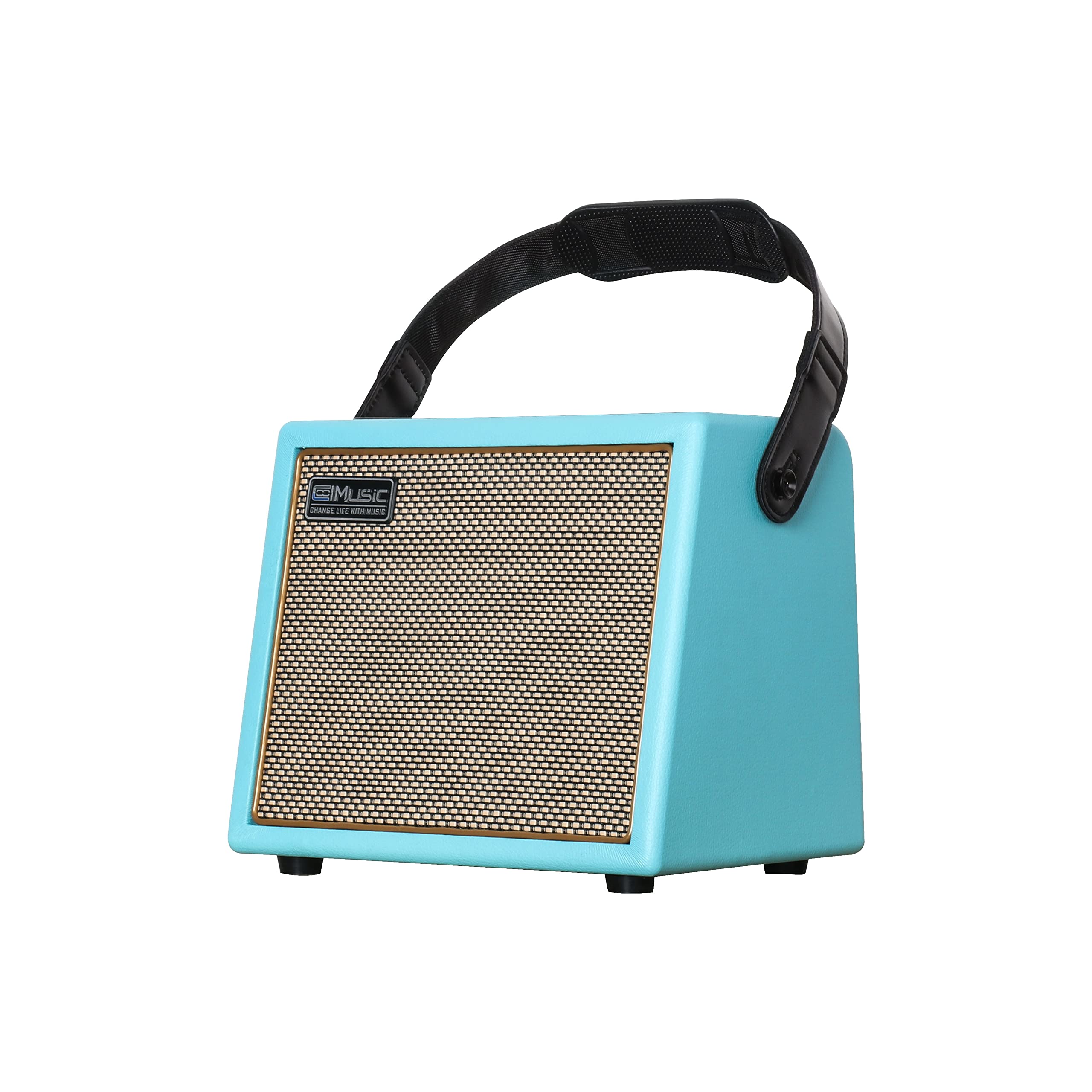 Acoustic Guitar Amplifier, 30 Watt Bluetooth Speaker Rechargeable Portable Amp with Microphone Input Supports Volume Bass Treble Control Reverb Chorus Effect White