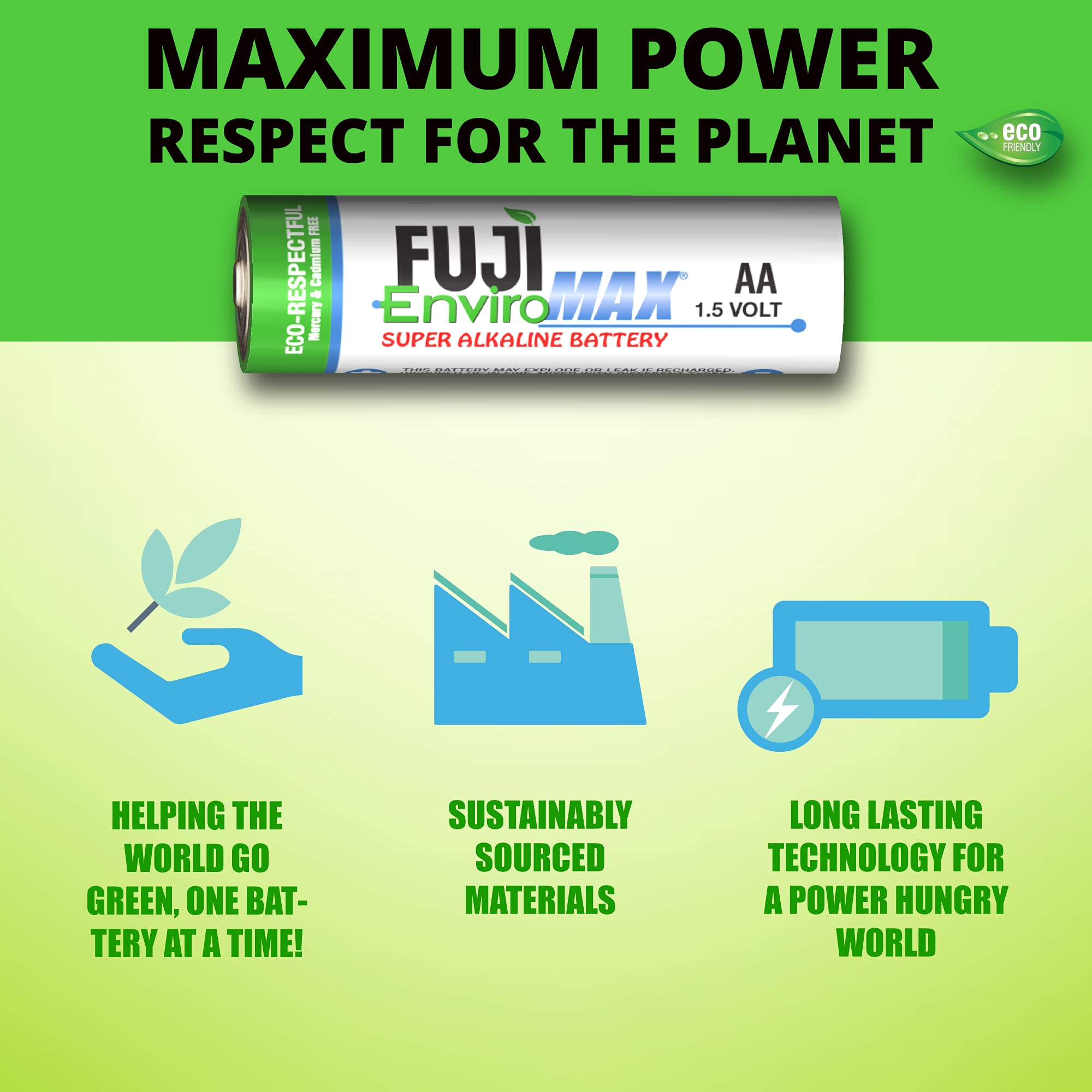 Fuji Enviromax 4300BP24 EnviroMax AA Super Alkaline Batteries (24 Pack), White, One Size Fits All