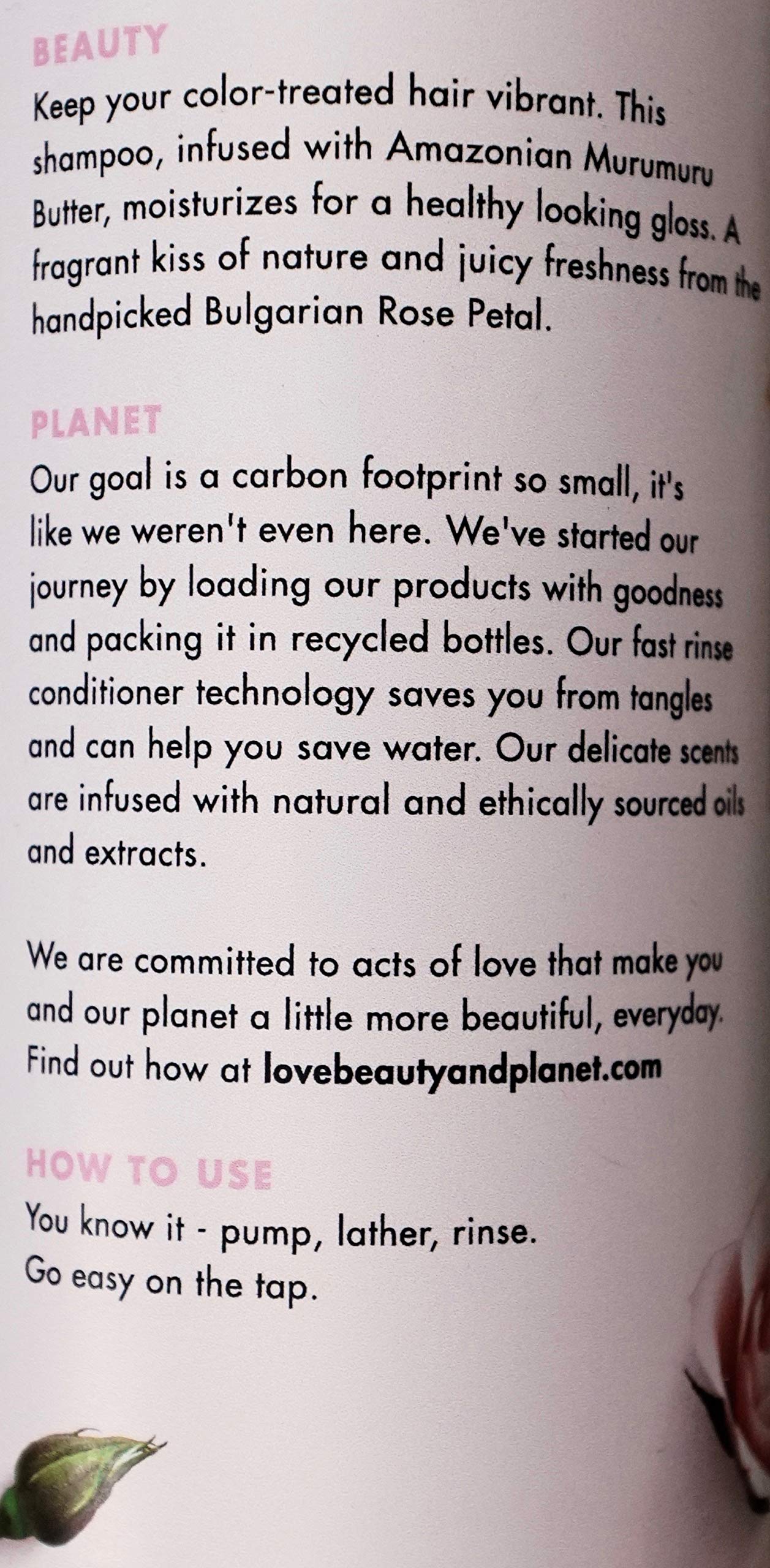 Love Beauty and Planet Shampoo Blooming Color Murumuru Butter & Rose, 22 FL OZ