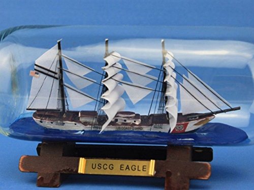 Hampton Nautical United States Coast Guard USCG Eagle Model Ship in A Glass Bottle, 9" , White,96 months to 600 months