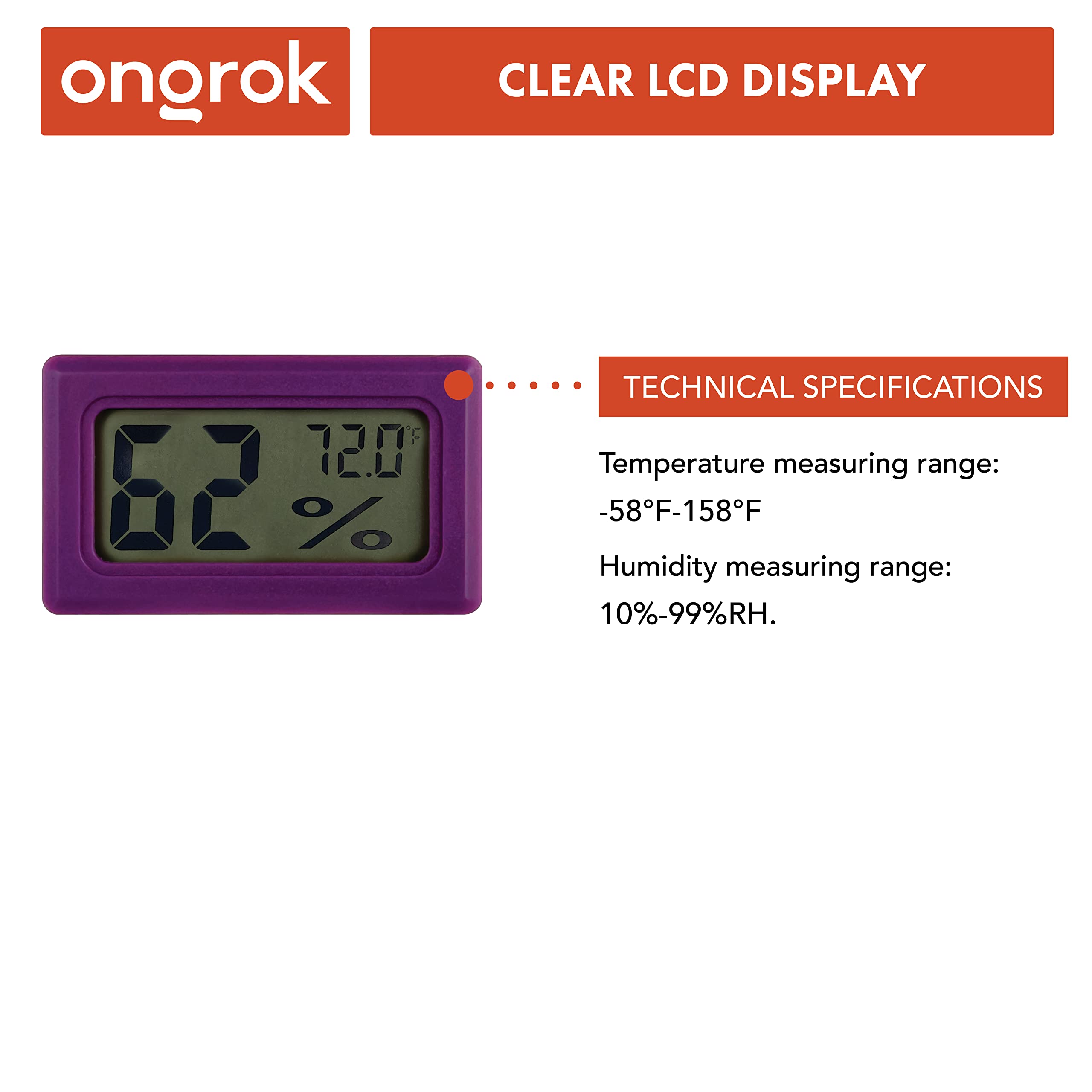 6 Pack of Mini Hygrometers by ONGROK, Small Humidity Temperature Gauge with Digital LCD Display, Color Coded for Organization, Mini Hygrometer for Jars,