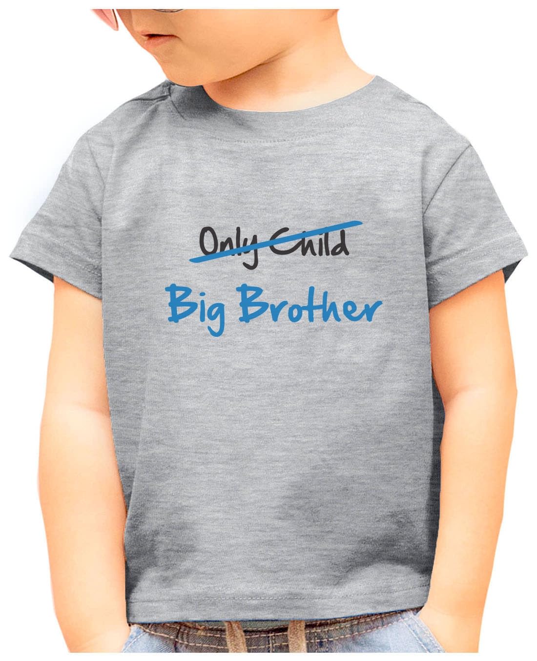 Only Child to Big Brother Shirt Baby Announcement Sibling Boys Kids Shirts 18M Gray