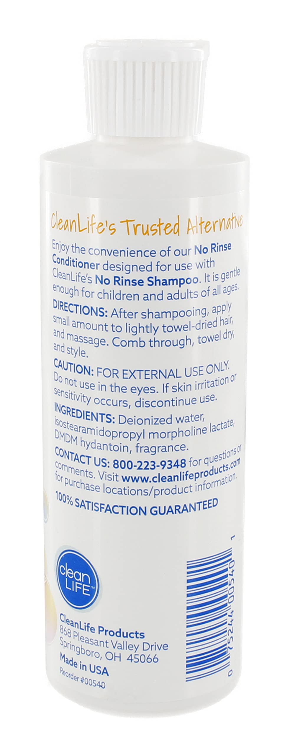 No-Rinse Shampoo and Conditioner Bundle - 8 fl oz per Bottle - Leaves Hair Fresh, Clean and Odor-Free