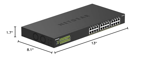 NETGEAR 24-Port Gigabit Ethernet Unmanaged PoE+ Switch (GS324PP) - with 24 x PoE+ @ 380W, Desktop or Rackmount